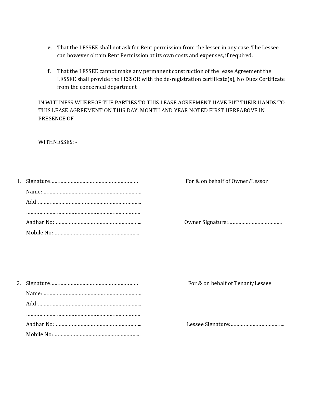 Rent Agreement For GST Registration
