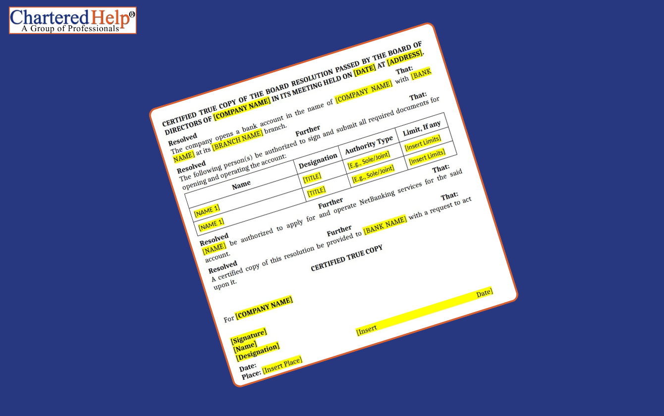 Board Resolution To Open Bank Account: Download Template