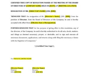 Company Resignation Of Director Companies Act, 2013