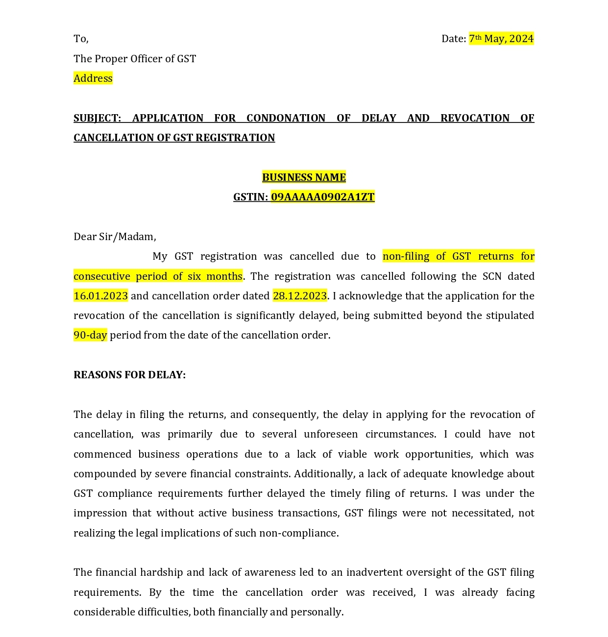 Revocation Of Cancellation Of GST Registration